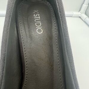 K Studio | Shoes | Nwt K Studio Gray Faux Suede Chunky Block Heels Sz ...